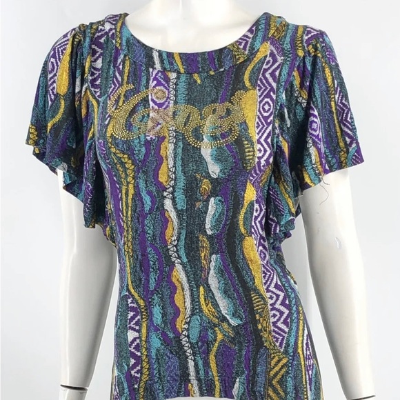 COOGI | Tops | Vintage Coogi Top Size L Colorful Purple Blue Yellow ...